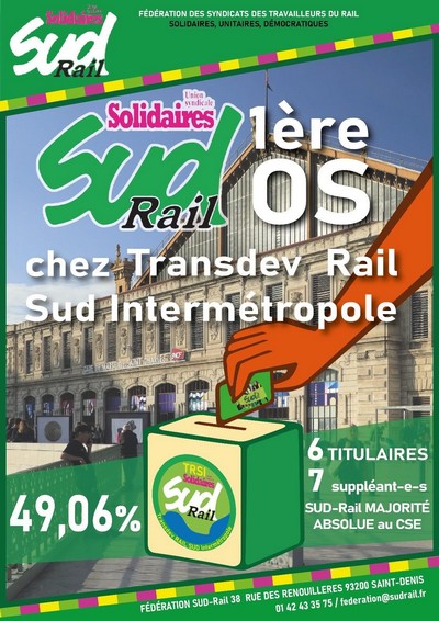 Élections professionnelles : SUD-Rail remporte la majorité absolue au CSE de « Transdev Rail Sud ...